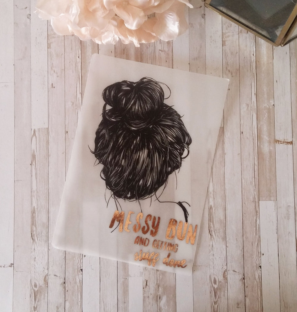 Vellum Foiled Messy Bun Planner Dashboard